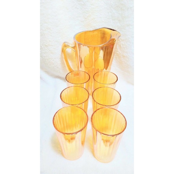 Kitchen | Vintage Marigold Carnival Pitcher Tumblers 7 | Poshmark